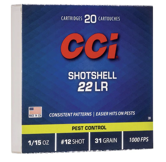 CCI - Shotshell 22LR Ammo 31 Grain #12 Lead Shot - 20 Round Box ...